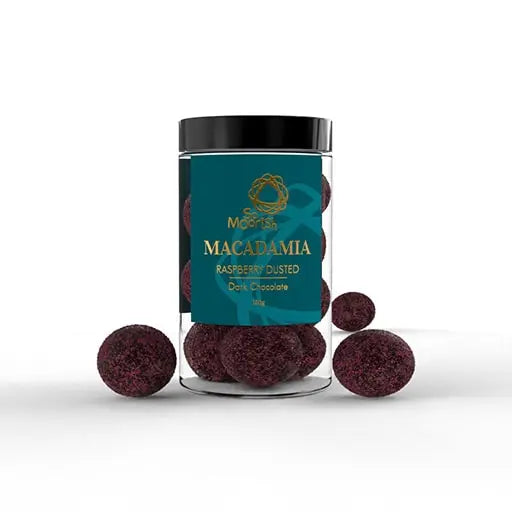 Raspberry Dusted Dark Choc Macadamia 150g – Tom's Confectionery Warehouse