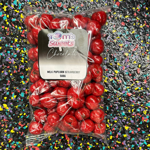 Tom’s Sweets Milk Popcorn Strawberry 500g – Tom's Confectionery Warehouse