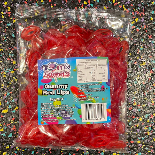Tom's Sweets Gummy Red Lips 1kg – Tom's Confectionery Warehouse