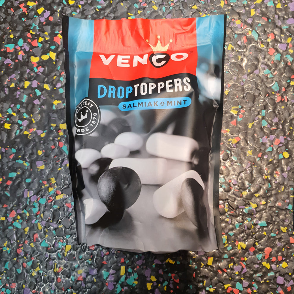 Venco Droptoppers- Salmiak and Mint 215g – Tom's Confectionery Warehouse