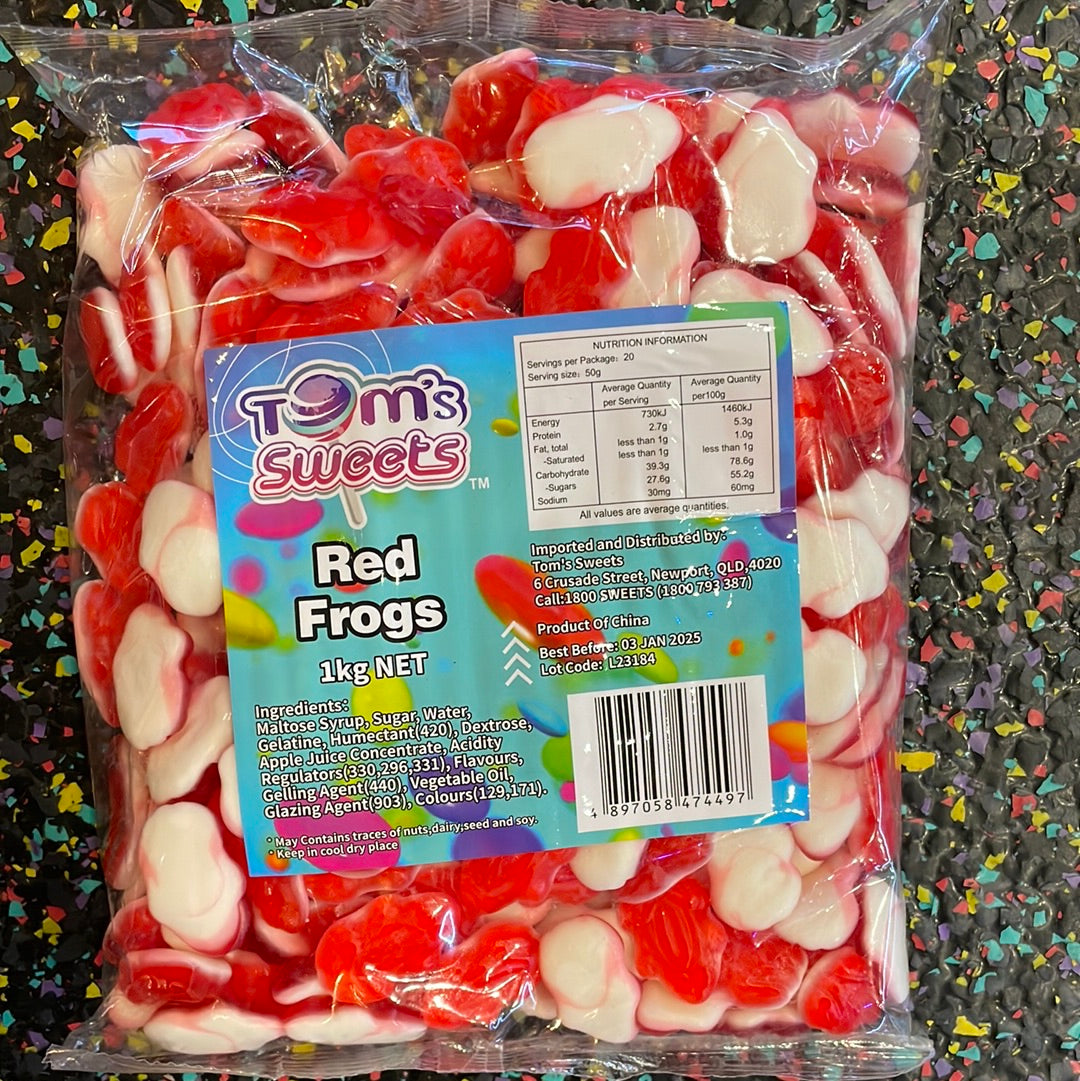Tom's Sweets Red Frogs 1kg – Tom's Confectionery Warehouse