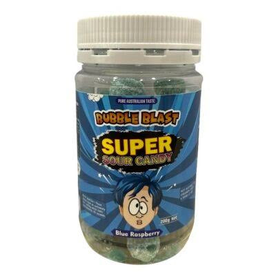 Bubble Blast Super Sour Candy Blue Raspberry 200g – Tom's Confectionery ...