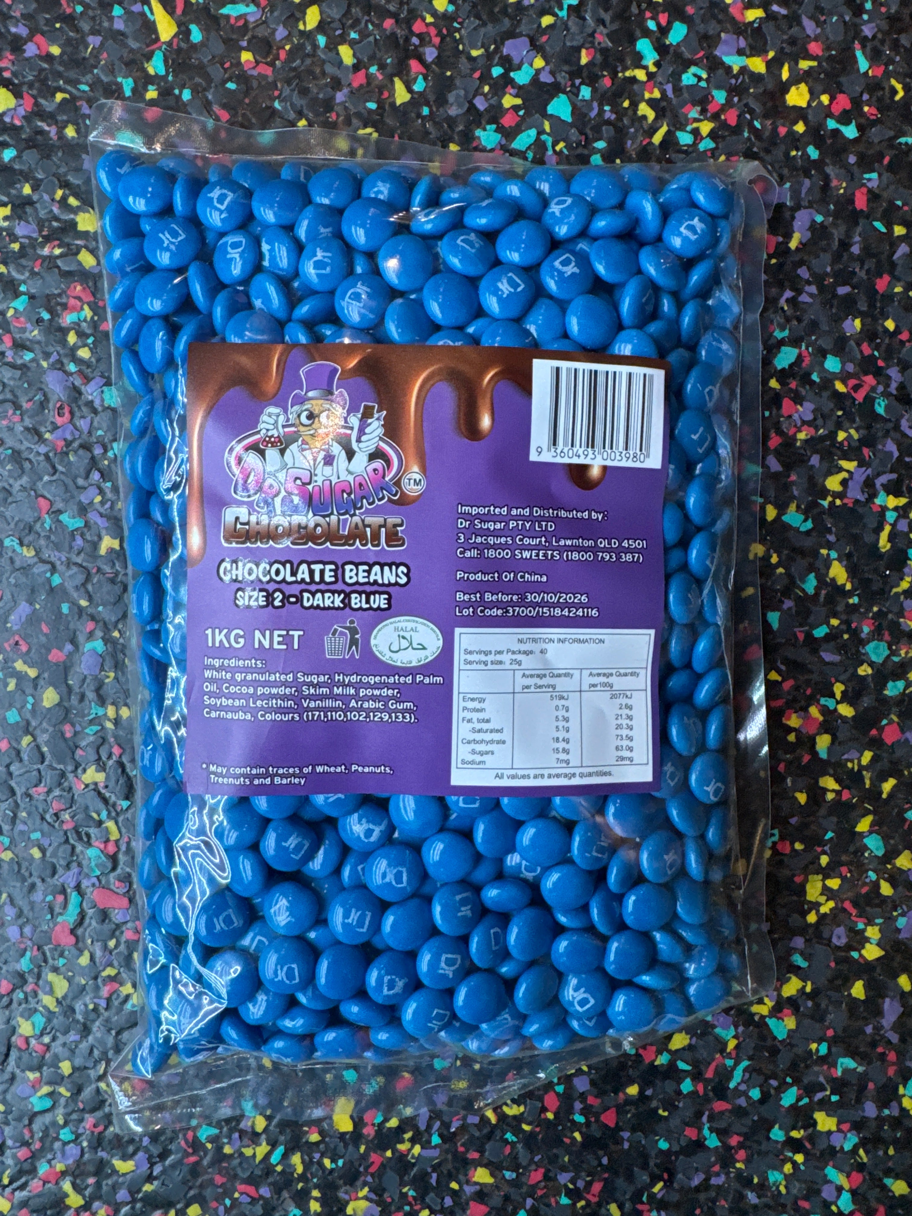 Dr Sugar Dark Blue Chocolate Bean 1kg – Tom's Confectionery Warehouse