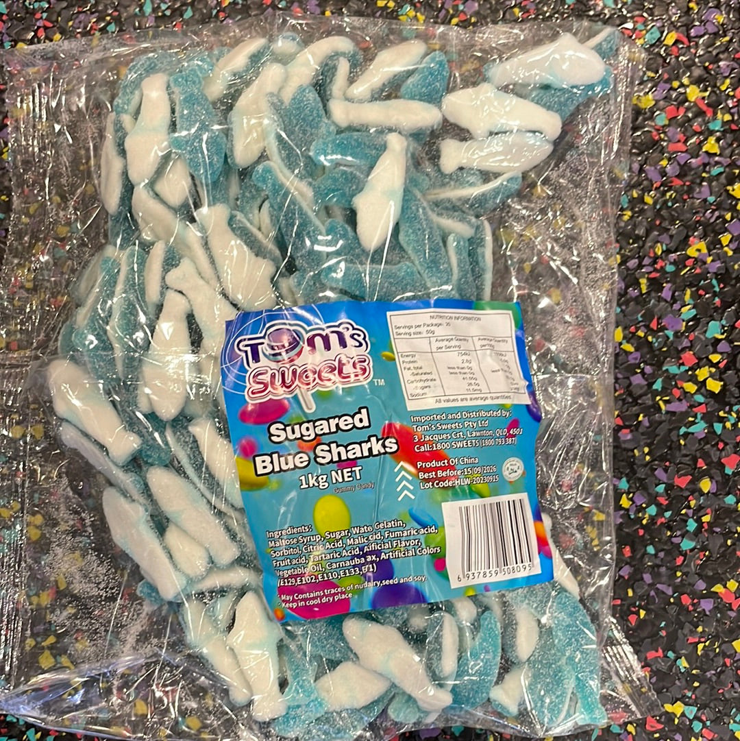 Tom’s sweets - Sugared Blue Sharks – Tom's Confectionery Warehouse