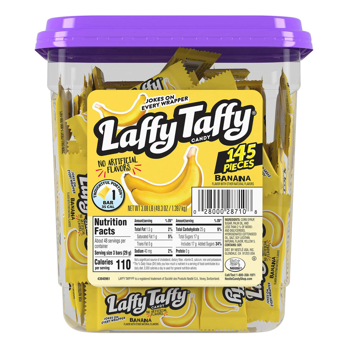 Laffy Taffy 145 ct Banana 145ct 0.34oz – Tom's Confectionery Warehouse