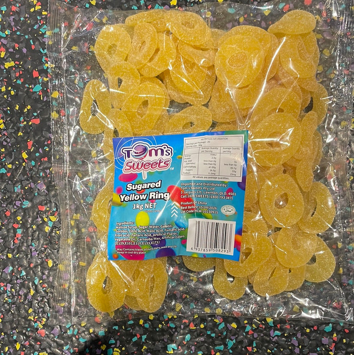 Tom's Sweets Sugared Yellow Ring 1kg – Tom's Confectionery Warehouse