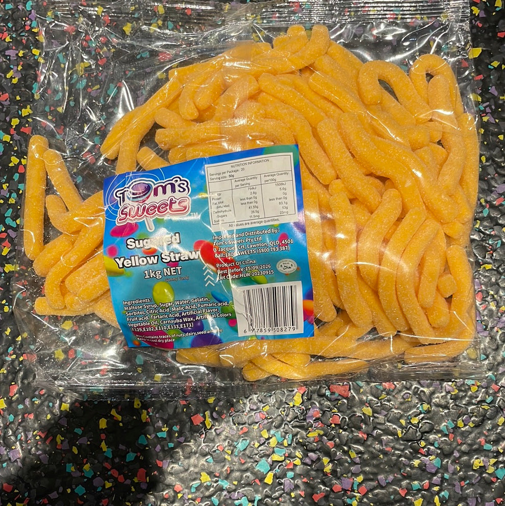Tom's Sweets Sugared Yellow Straws 1kg – Tom's Confectionery Warehouse