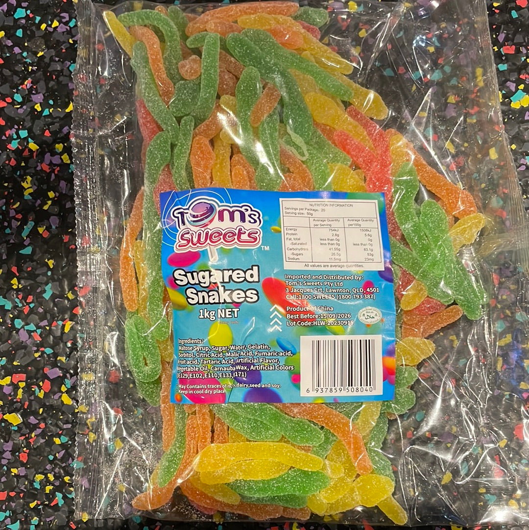 Tom's Sweets Sugared Snakes 1kg – Tom's Confectionery Warehouse