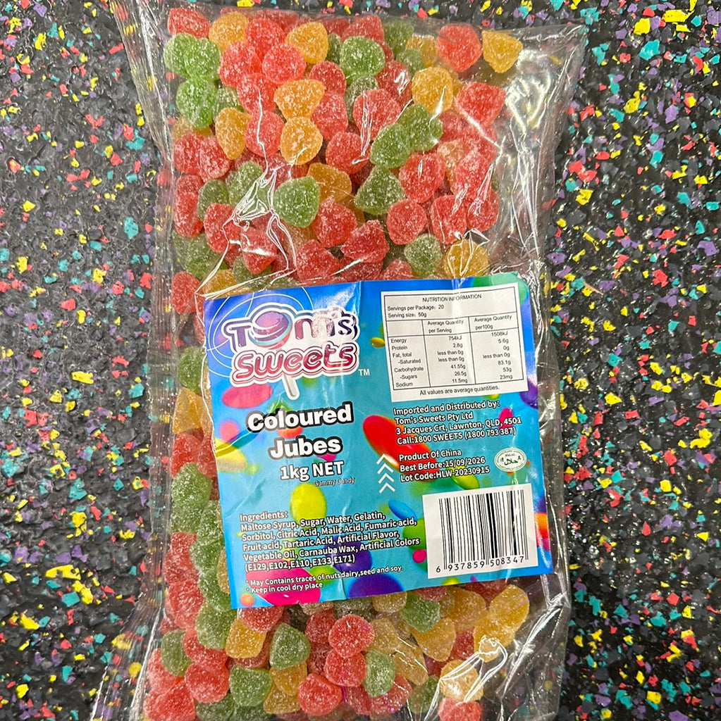 Tom's Sweets Sugared Coloured Jubes 1kg – Tom's Confectionery Warehouse