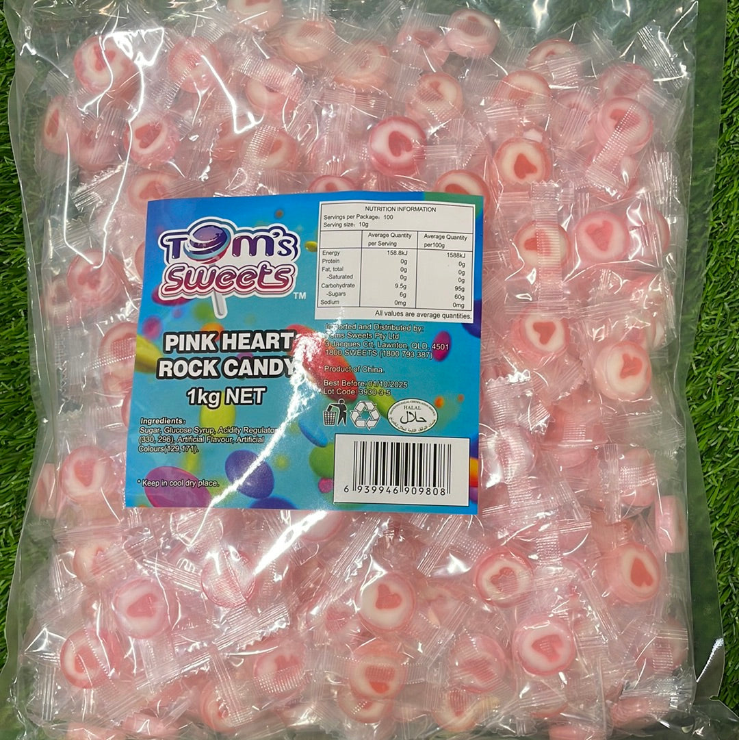 Tom’s sweets - Pink Heart rock Candy 1kg – Tom's Confectionery Warehouse