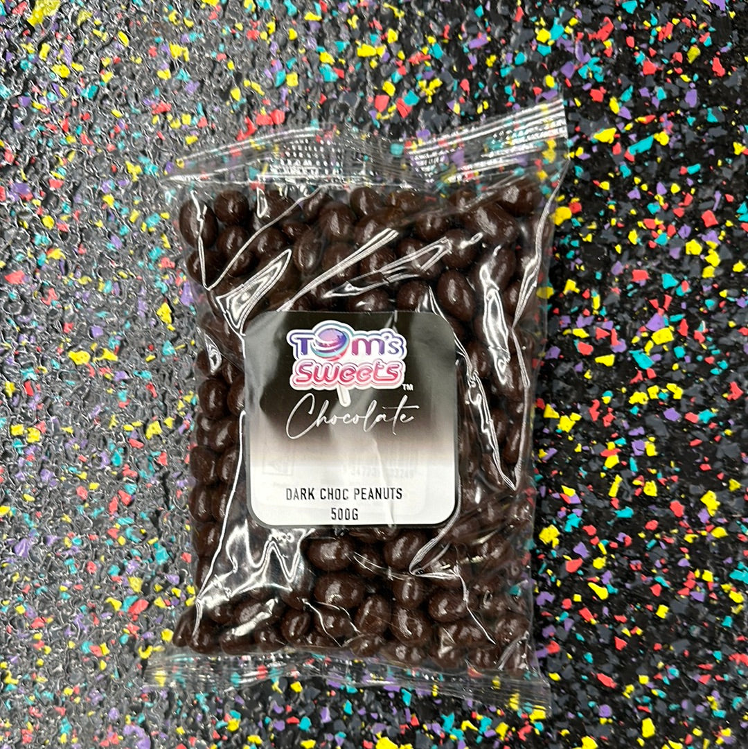 Tom’s Sweets dark, Choc peanuts 500g – Tom's Confectionery Warehouse