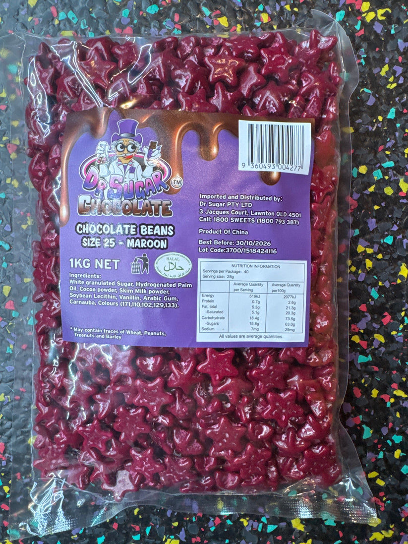 Dr Sugar - Maroon Chocolate Star 1kg – Tom's Confectionery Warehouse