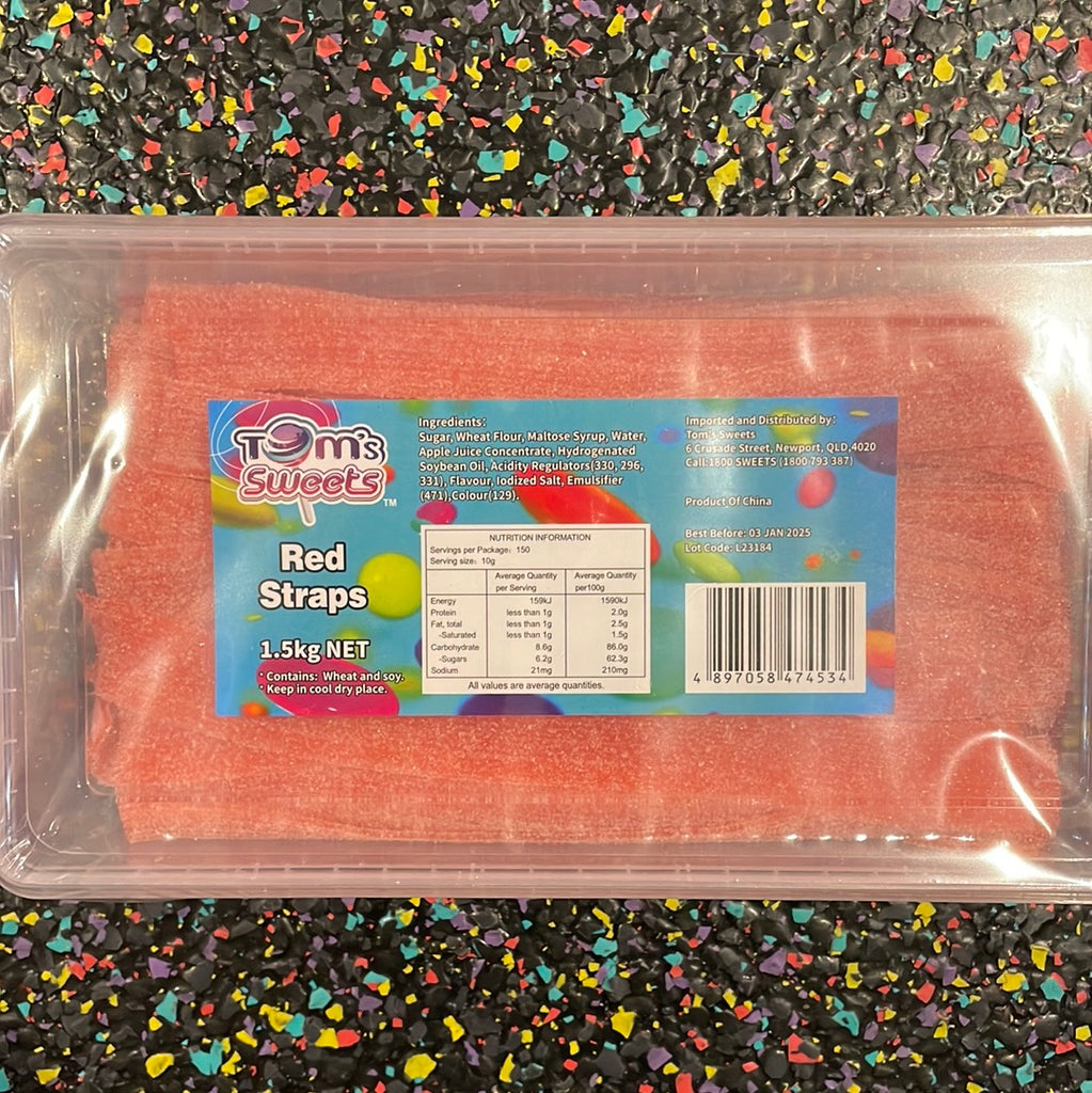Tom’s Sweets Red Straps 1.5kg – Tom's Confectionery Warehouse
