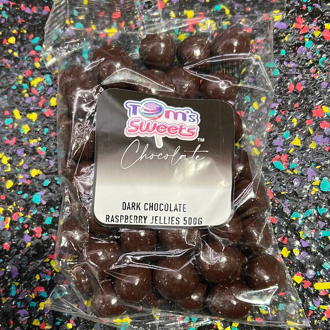 Tom’s Sweets Dark Choc Raspberry Jellies 500g – Tom's Confectionery ...