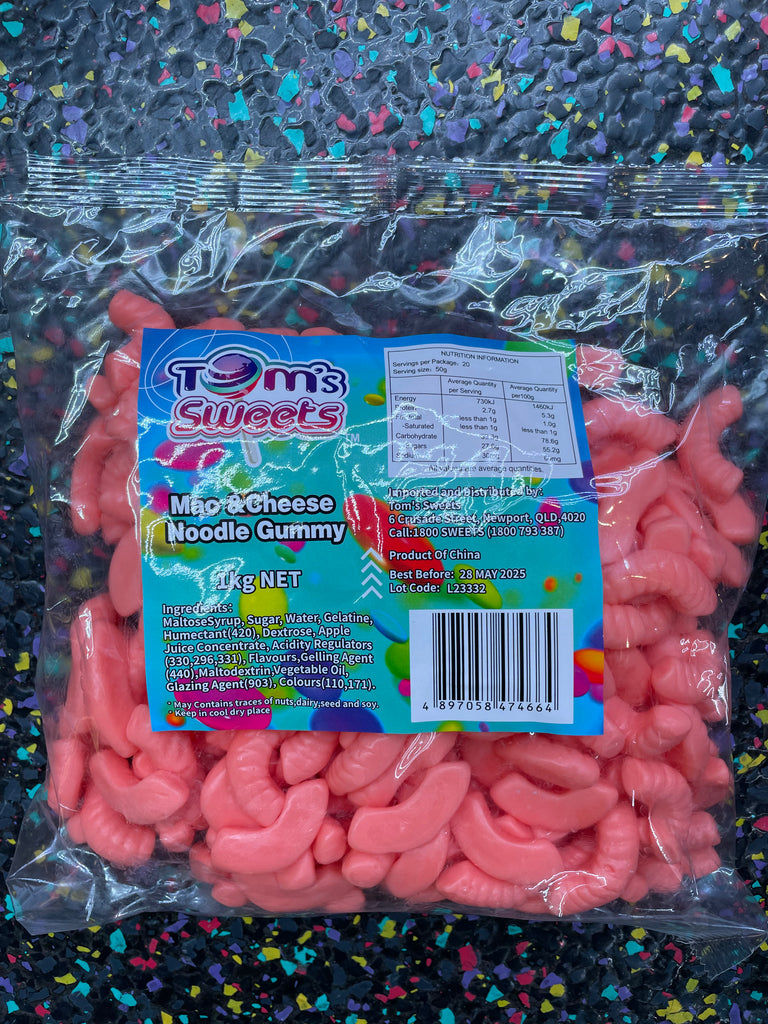 Tom’s sweets - Mac and Cheese Noodle Gummy 1kg – Tom's Confectionery ...