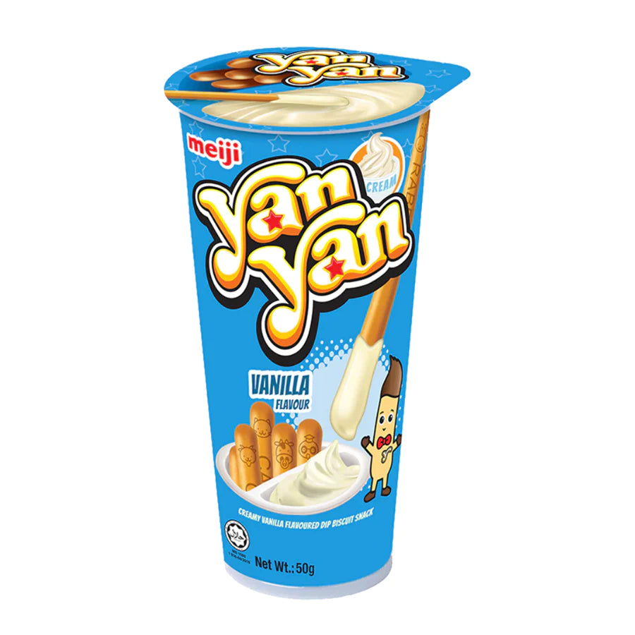 Meiji Yan Yan Vanilla Biscuit cream 50g – Tom's Confectionery Warehouse