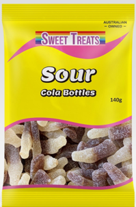 Sweet Treats Sour Cola Bottles 140g – Tom's Confectionery Warehouse