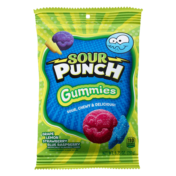 Sour Punch Gummies (Grape, Lemon, Strawberry, Blue Raspberry) 191g ...