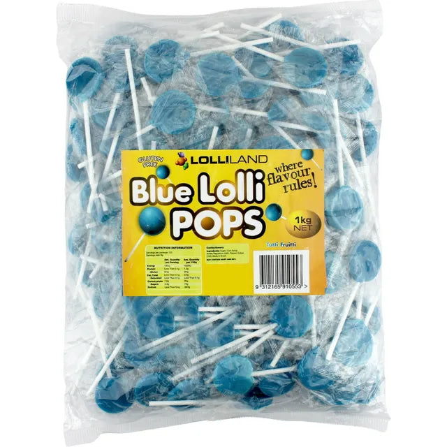Lolliland Flat pops Blue - 1kg – Tom's Confectionery Warehouse