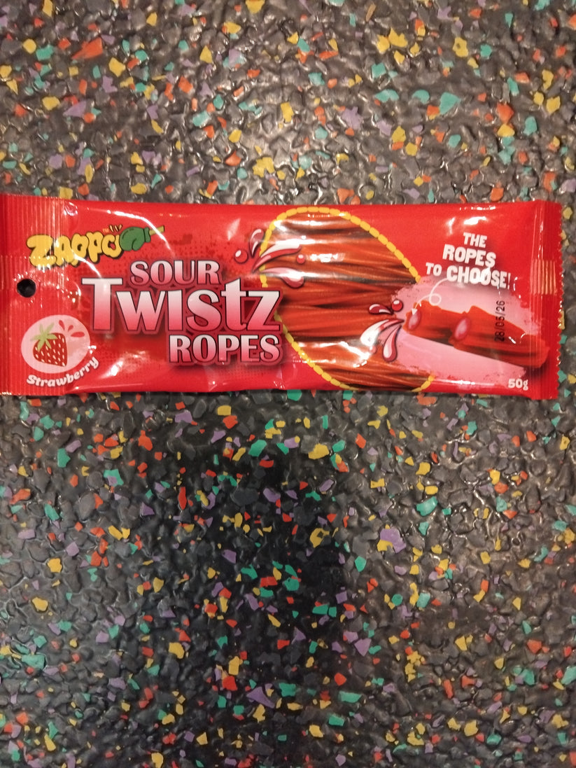 Zappo strawberry rope 50g – Tom's Confectionery Warehouse