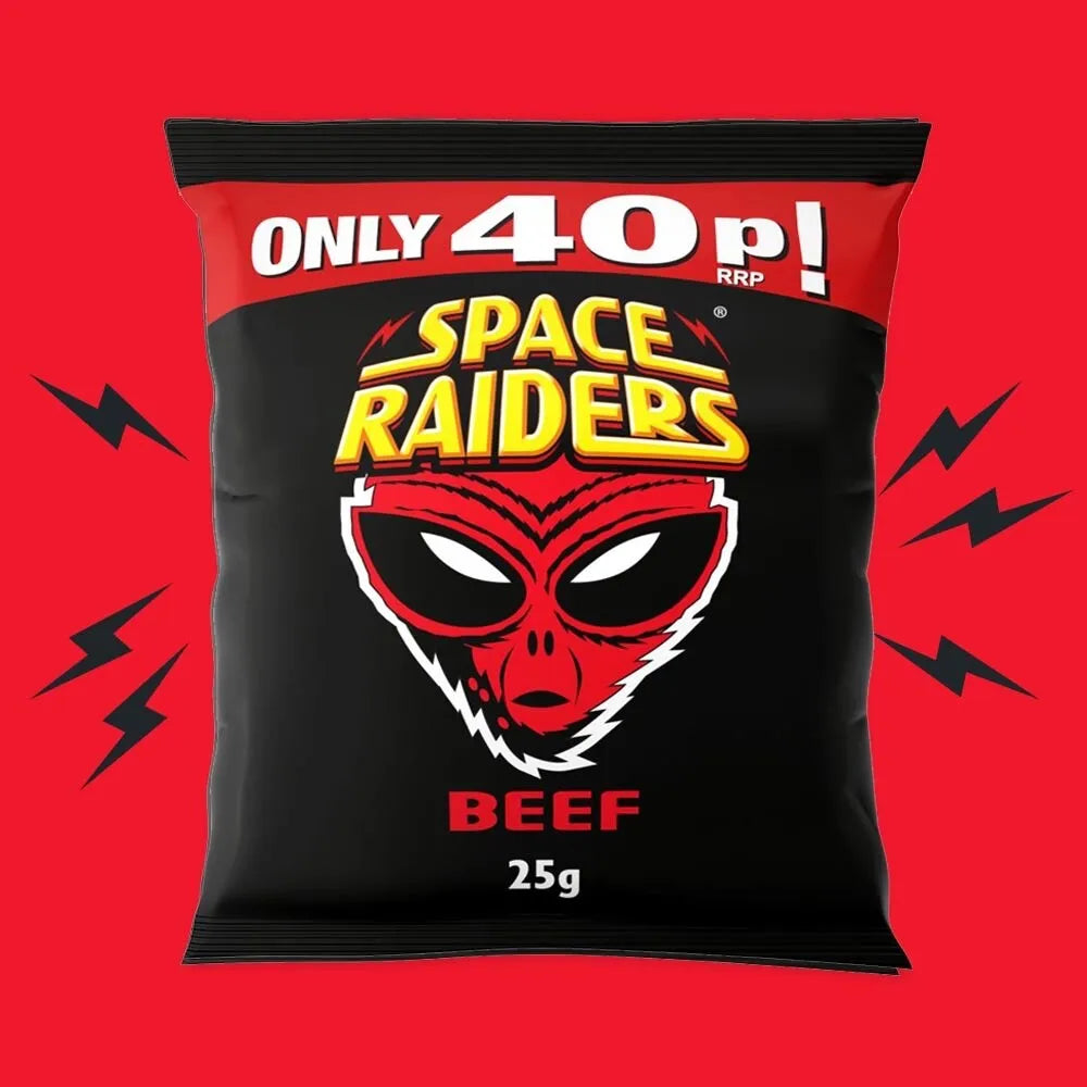 UK Space Raiders Beef crisps 25g – Tom's Confectionery Warehouse