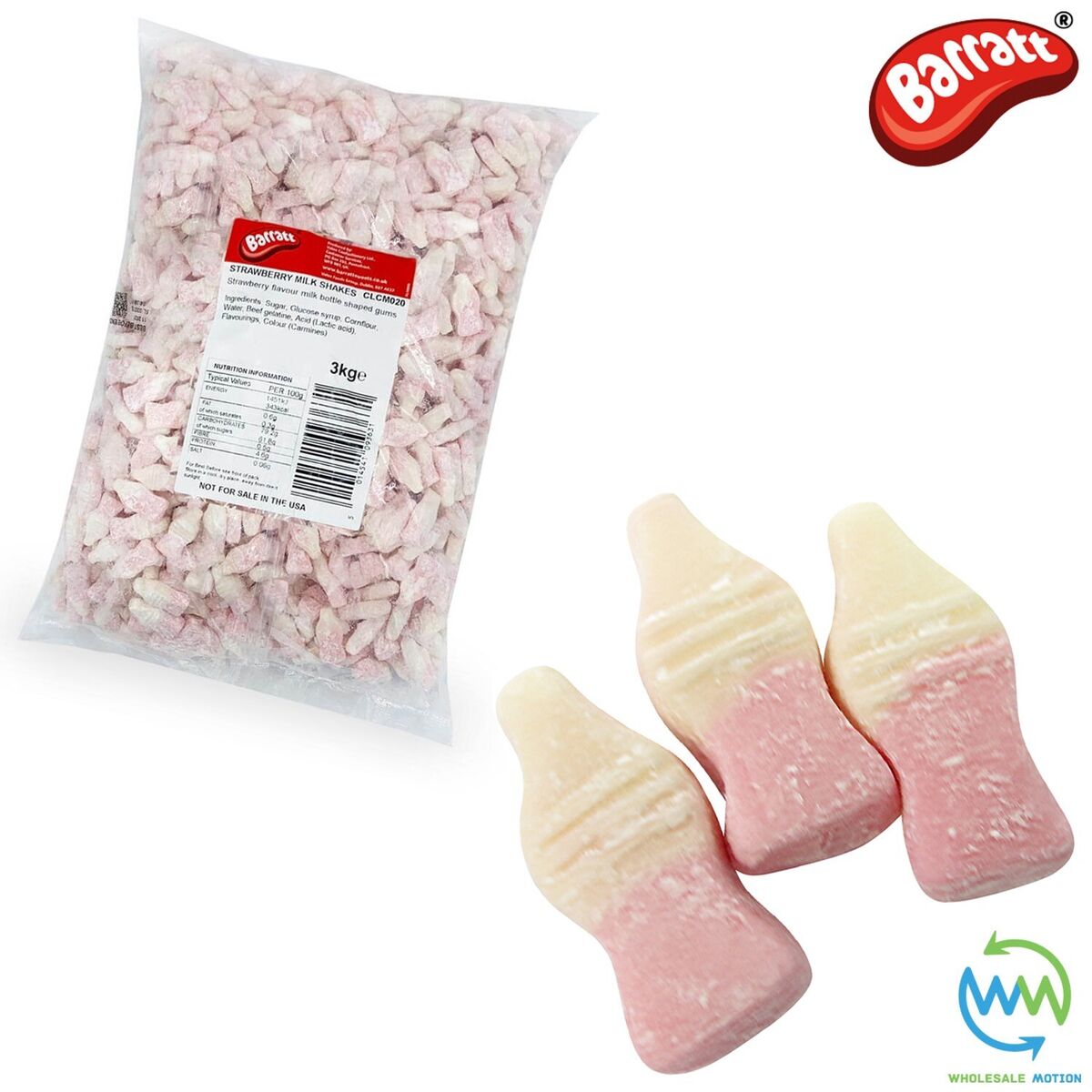 Barratt Strawberry Milkshake Bottles 3kg – Tom's Confectionery Warehouse
