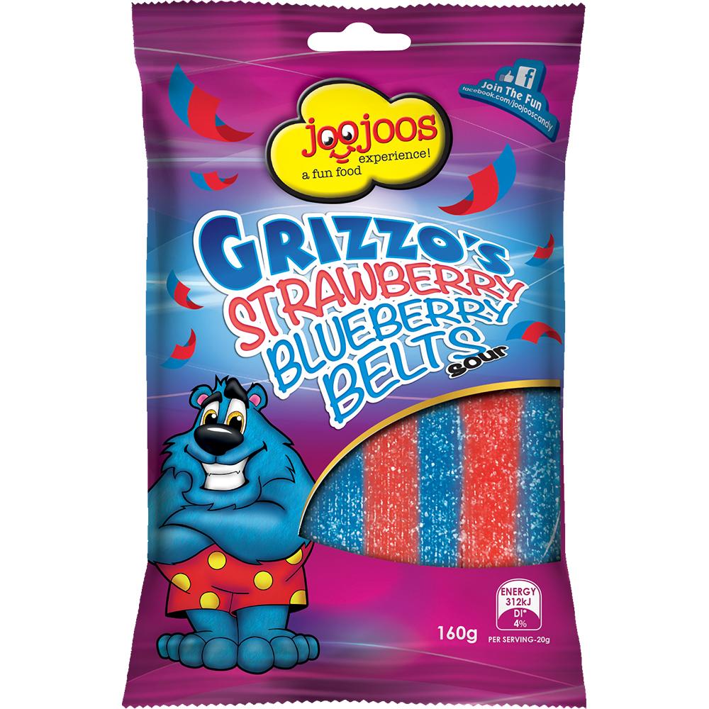 GRIZZO STRAWBERRY BLUEBERRY BELTS 160g – Tom's Confectionery Warehouse