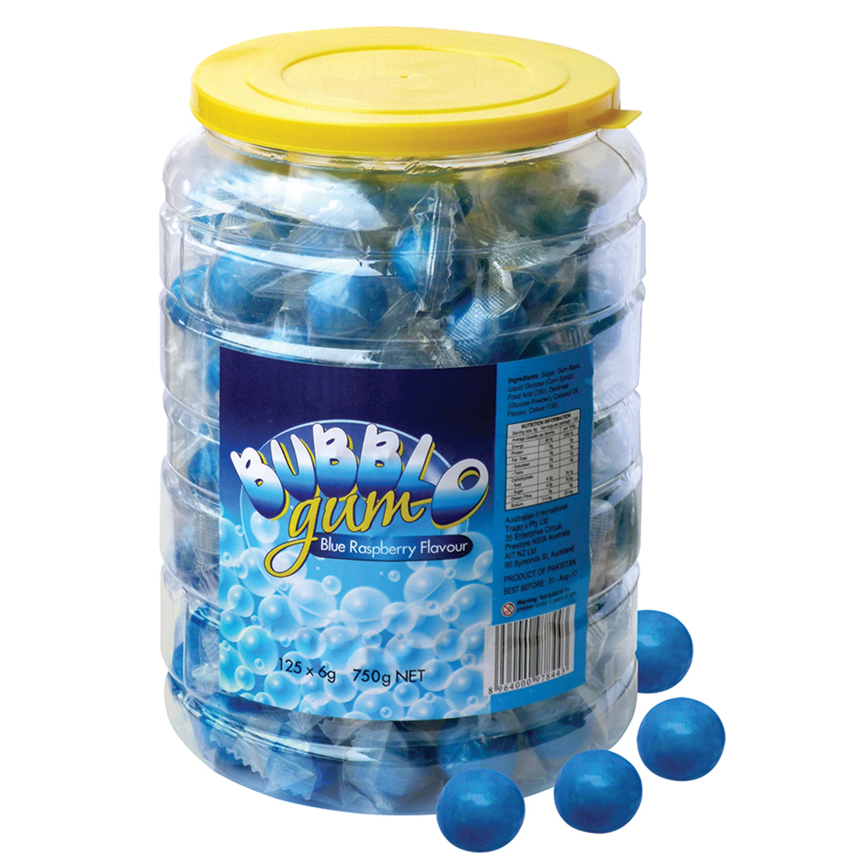 Bubblo gum blueberry 125x 6g – Tom's Confectionery Warehouse