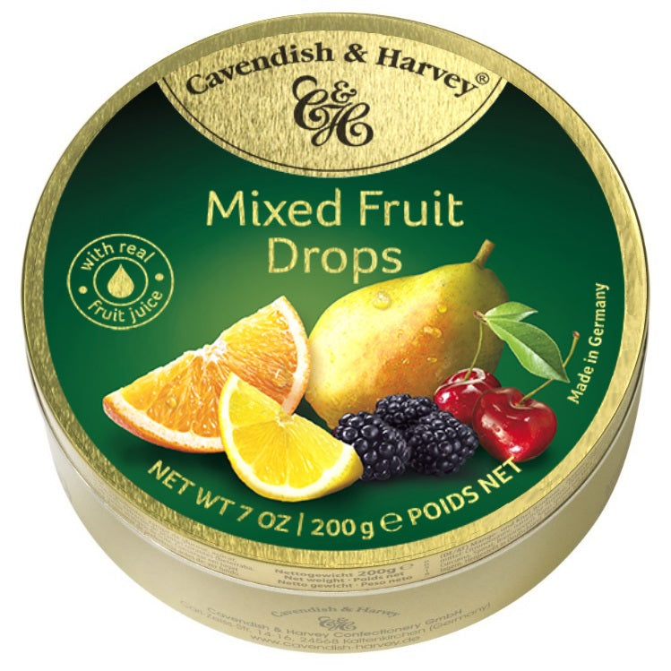 Cavendish & Harvey Mixed Fruit Drops Tin 200g – Tom's Confectionery ...