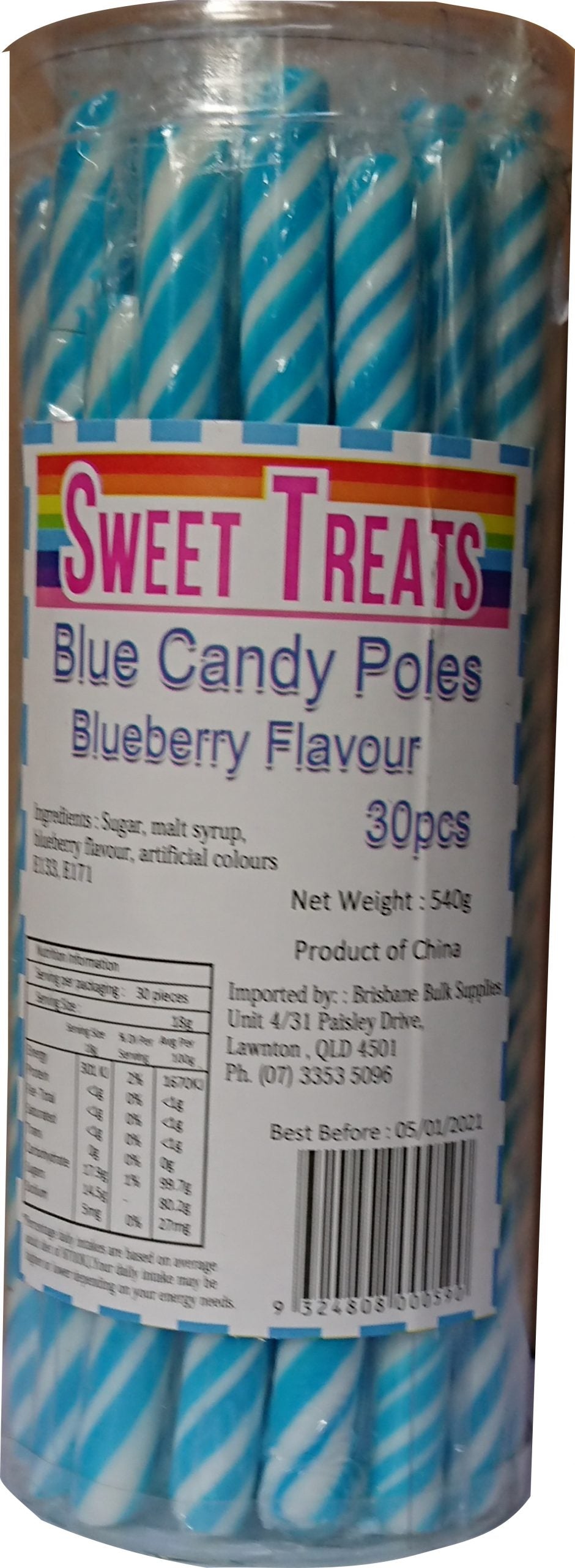 Sweet Treats Blue Candy Poles 30pcs – Tom's Confectionery Warehouse