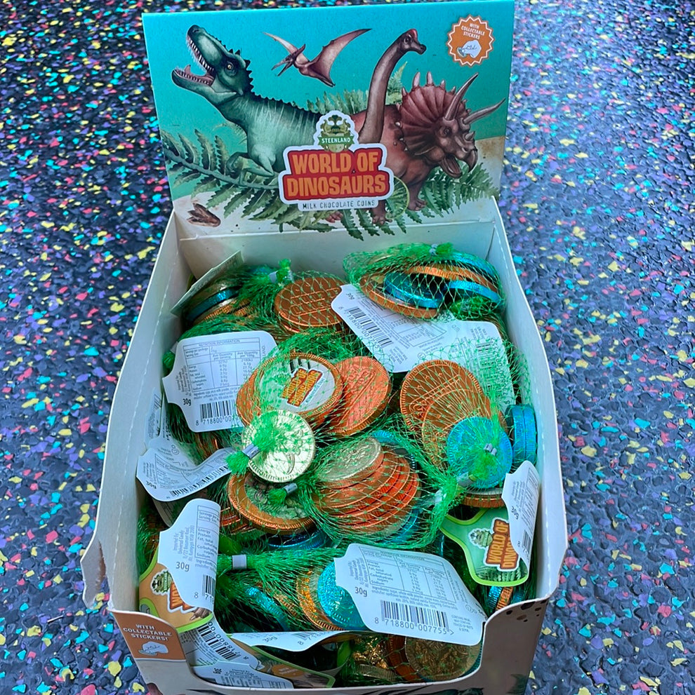 World of dinosaurs - milk chocolate coins 30g – Tom's Confectionery ...