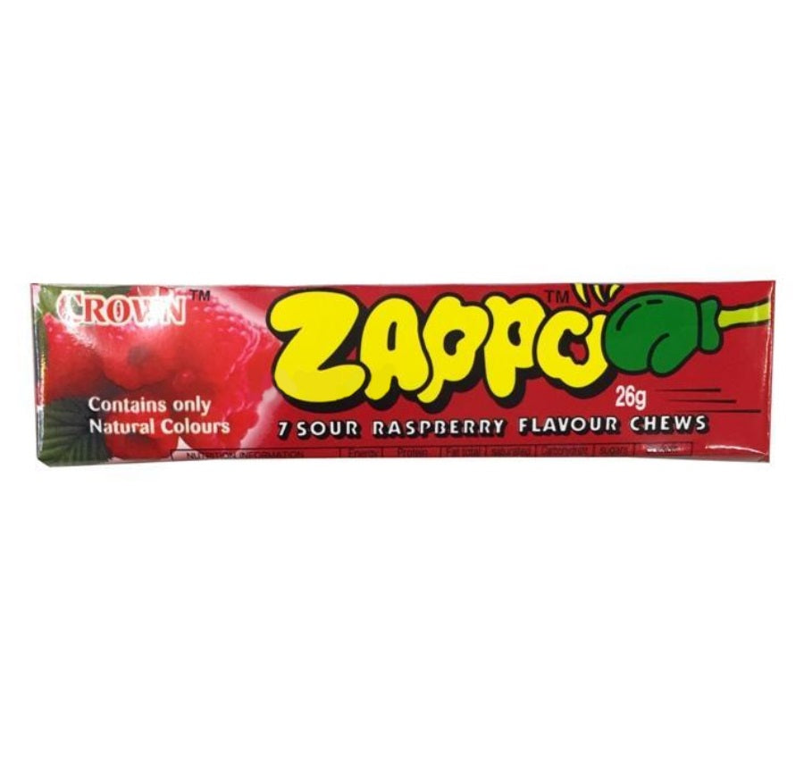 Crown Zappo Raspberry Chew 29g – Tom's Confectionery Warehouse